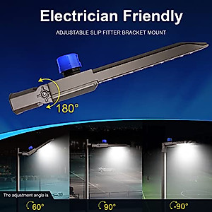 LEDMO 300W LED Parking Lot Light Slip Fitter Mount 36000LM 5000K Outdoor Commercial Area Lighting with Dusk to Dawn Photocell, Easy Installation IP65 Waterproof Shoebox Light for Street, Yard