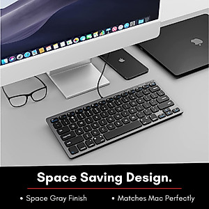 Macally Small USB Wired Keyboard for Mac and Windows - 78 Scissor Keys, 13 Shortcut Compatible Apple Keyboard - Mini Compact USB Computer Keyboard That Saves Space and Looks Great - Space Grey