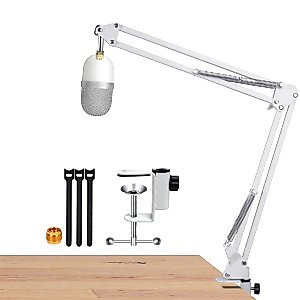 For Razer Seiren Mini Mic White Boom Arm, Mic Desk White Stand Compatible with razer seiren mini, Microphone White Boom Arm for Gaming, Home and Office Recording