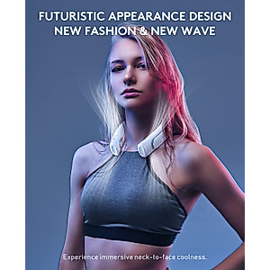 TADAFGIRL Neck Air Conditioner Portable, Kiddgo 5 Turbo Portable Neck Fan 3D Airflow Cooling Neck Fan,10000mAh Neck Fans Portable Rechargeable, 3 Speeds Wearable Air Conditioner Neck Cooler (White)