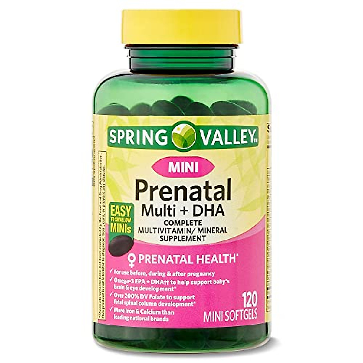 Prioritize Your Health and Baby's Development with Spring Valley Mini Prenatal Multivitamin 120 Softgels. Includes Luall Fridge Magnetic