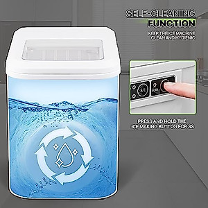Magshion Ice Maker Countertop with Self-Cleaning, 26lbs/24H, Bullet-Shaped Ice (2 Sizes), Digital Display & Timer, 1.8lbs Ice Storage Capacity, Ice Cube Maker Machine for Home & Kitchen (White)
