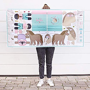 kullaloo Sewing kit for Kids Beginners - DIY Craft for Girls & Boys - Cut & Sew Fabric Panel with Horses Motifs (Horse Love)