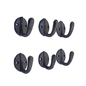 Rustic Cast Iron Coat Robe Door Hooks Set of 6