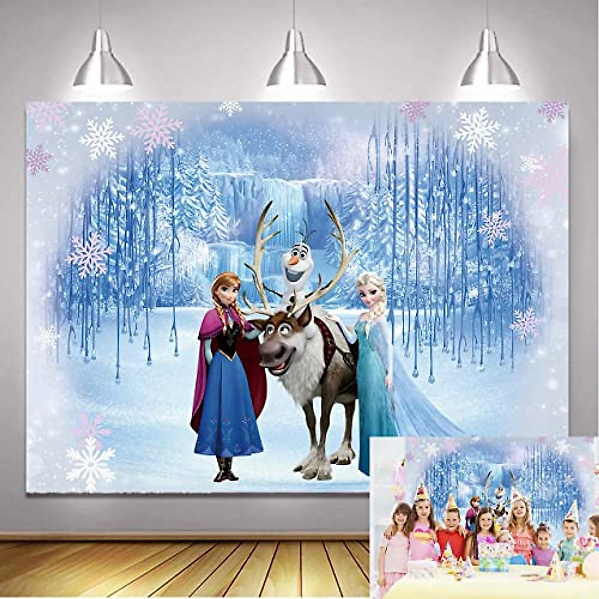 Frozen Ice World Princess Backdrop Winter Frozen Birthday Party Decoration Winter Children Photography Backdrop (7x5FT)