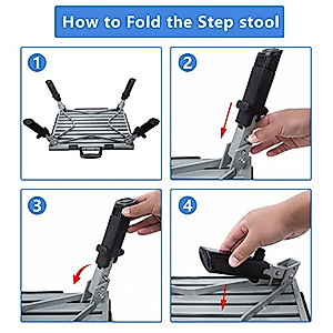 Homeon Wheels Larger Aluminum RV Steps, Adjustable Height Aluminum Folding Platform Step with Non-Slip Rubber Feet RV Stair Cover, Keep RV Cleaner and Safer-Supports Up to 1500 lbs