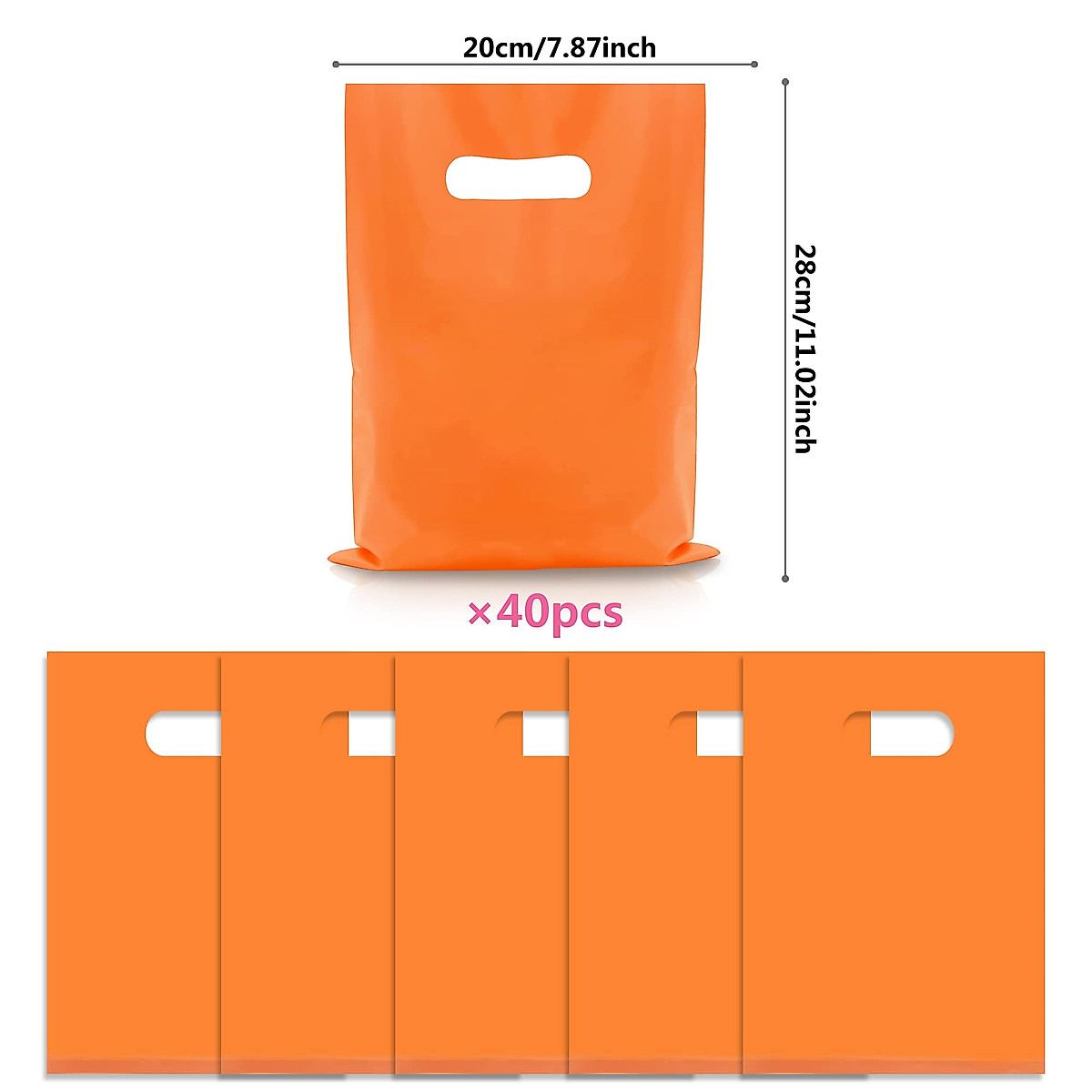 40PCS Orange Plastic Gift Bags Candy Bags Die Cut Plastic Bags are Sturdy Party Assorted Plastic Bag Gift Bag