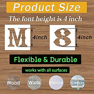 DZXCYZ 4 Inch Letter Stencils and Numbers, 38 Pcs Alphabet DIY Craft Stencils, Reusable Plastic Drawing Templates for Painting on Wood, Wall, Fabric, Rock, Floor, Signage, Door Porch