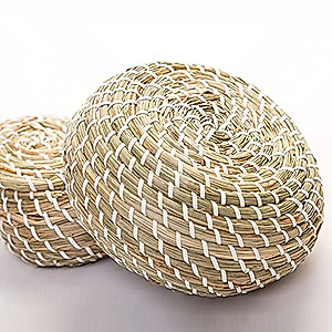 UXZDX Straw Hand-Woven Storage Basket, Wicker Basket with Lid, Family Storage Tissue Storage Basket (Size : 15cm)