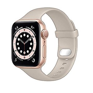 NUKELOLO Sport Band Compatible with Apple Watch Bands 41mm 40mm 38mm, Soft Silicone Replacement Strap Compatible for iWatch SeriesSE 7 6 5 4 3 2 1 Women Men [38/40/41mm Size in Stone Color]