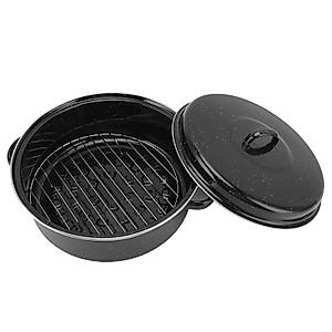 Roasting Pan, Enameled Roasting Pan with Domed Lid Non Stick Enamel Turkey Roaster Pot Round Roaster Pan for Turkey, Chicken, Vegetable(28cm)