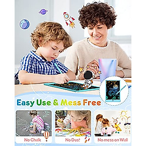 FLUESTON LCD Writing Tablet Doodle Board, Toys for 3 4 5 6 7 8 Year Old Girls Boys, Drawing Pad for Kids, 10 Inch Colorful Electronic Board Drawing Tablet Gifts for Toddler Educational Learning Travel