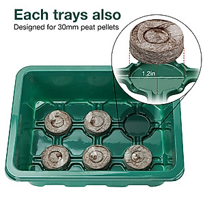 HOXHA 12 Pack Seed Starter Tray Kit, 144 Cell Indoor Seedling Starting Trays with Humidity Dome Base Mini Greenhouse Plant Germination Set for Seeds Growing, 12 Pack 12 Cell