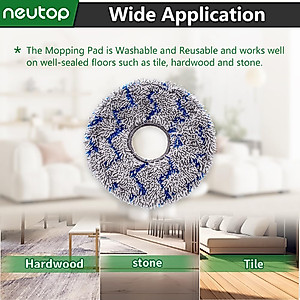 neutop Replacement Mopping Pads Microfiber Mop Cloths Compatible with Ecovacs Deebot X1 Turbo/Omni, T10 Turbo/Omni, T20, X2, Robot Vacuums Parts Accessories, 4-Pack.