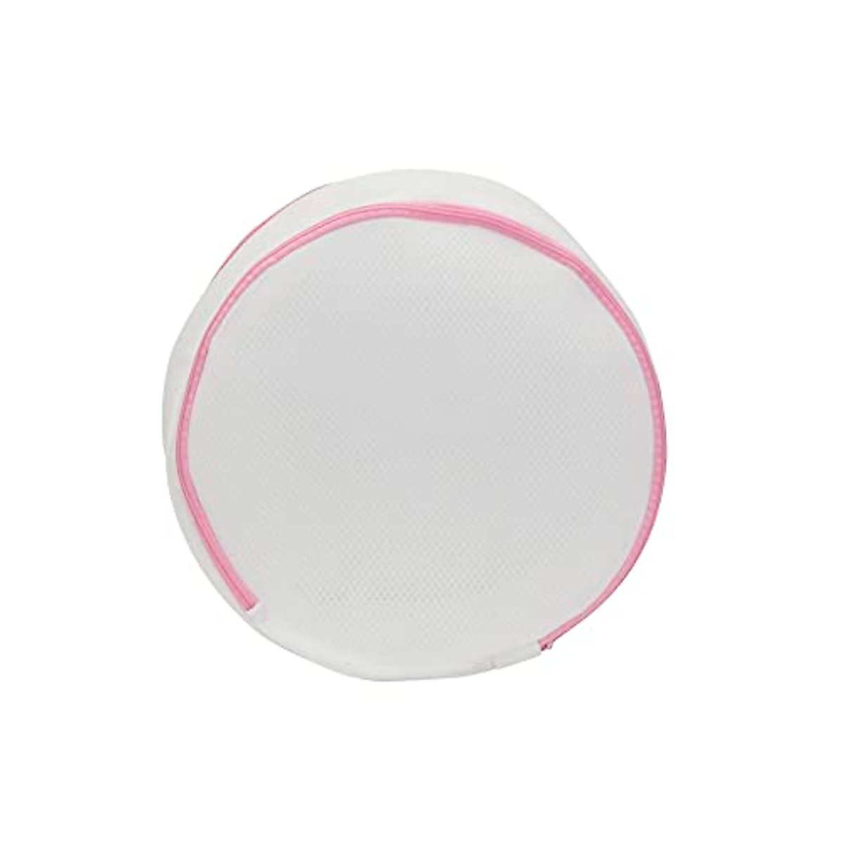 Household Essentials Bra Wash Bag, Large, Soft Polyester Mesh, Dual Zippered Compartments, Snag and Tangle Resistant, Contoured Design, Perfect for Expensive or Delicate Lingerie, White and Pink Trim