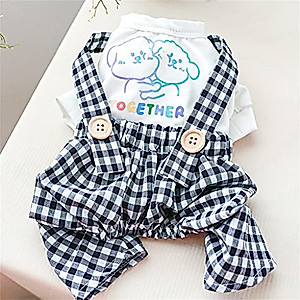 HOUKAI Dress Dog Clothes Print Plaid Skirt Pet Spring Summer T-Shirt (Color : D, Size : Scode)