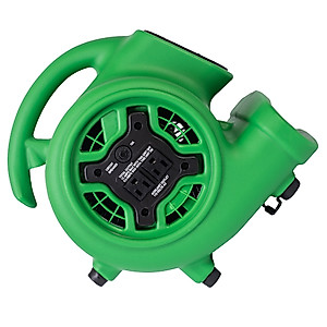 XPOWER P-230AT Mini Mighty 1/4 HP 925 CFM Centrifugal Air Mover, Carpet Dryer, Floor Fan, Blower, Stackable, Daisy Chain, for Water Damage Restoration, Janitorial, Plumbing, Home Use, Green