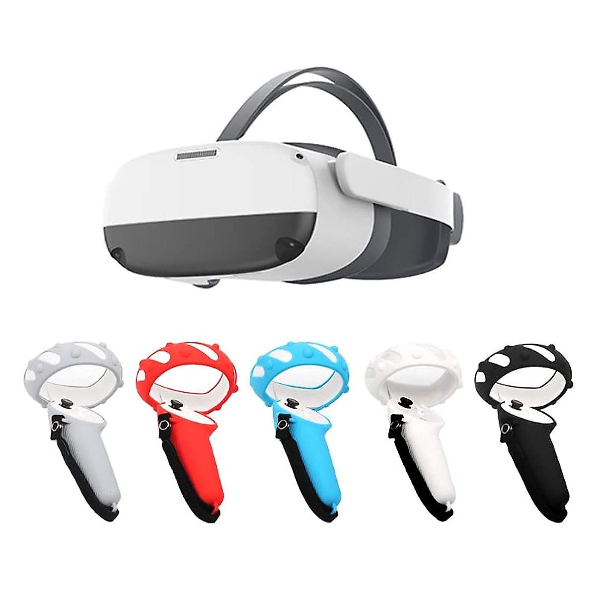 VR Controller Grips Cover Handle Silicone Protective Sleeve with Knuckle Straps for Pico Neo 3,VR Accessories Protection Case (Red)