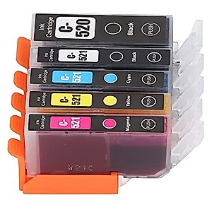 Printer Cartridge with Ink, Ink Cartridge ABS Printing Ink Cartridge Standard Size 5% Coverage for PIXMA IP3600 IP4600 IP4700, Desktop Photo Printers (BK BK C M Y 5 Colors)