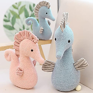 Ruzucoda Stuffed Sea Horse Plush Animals Toys Seahorse Dolls Decorations Gifts for Kids Boys Girls 8.6 Inches (Pink)