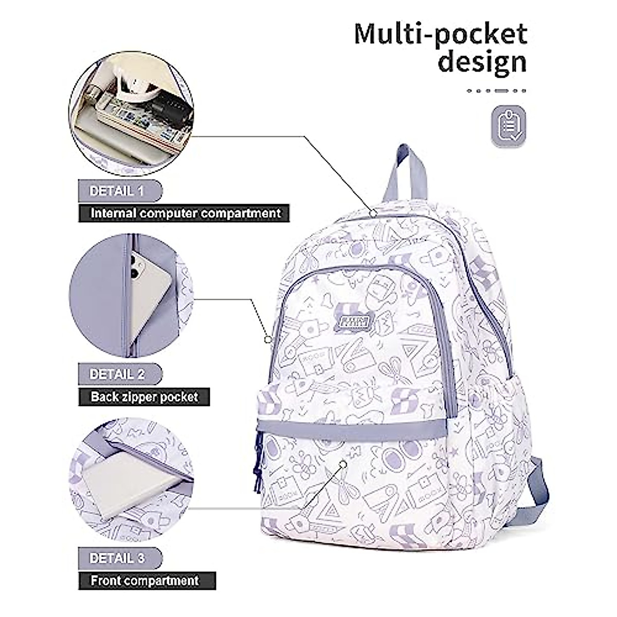 kibachev Backpack for Women Cute Backpack College Backpack With Laptop Compartment Aesthetic Backpack Kawaii Backpack