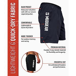 MudGear Men's Freestyle Running Shorts, Moisture-Wicking, Lightweight & Quick-Dry Athletic Workout Apparel with 7" Inseam, Zipper Pocket & 4-Way Stretch for Gym, Race & Trail, Black, Large