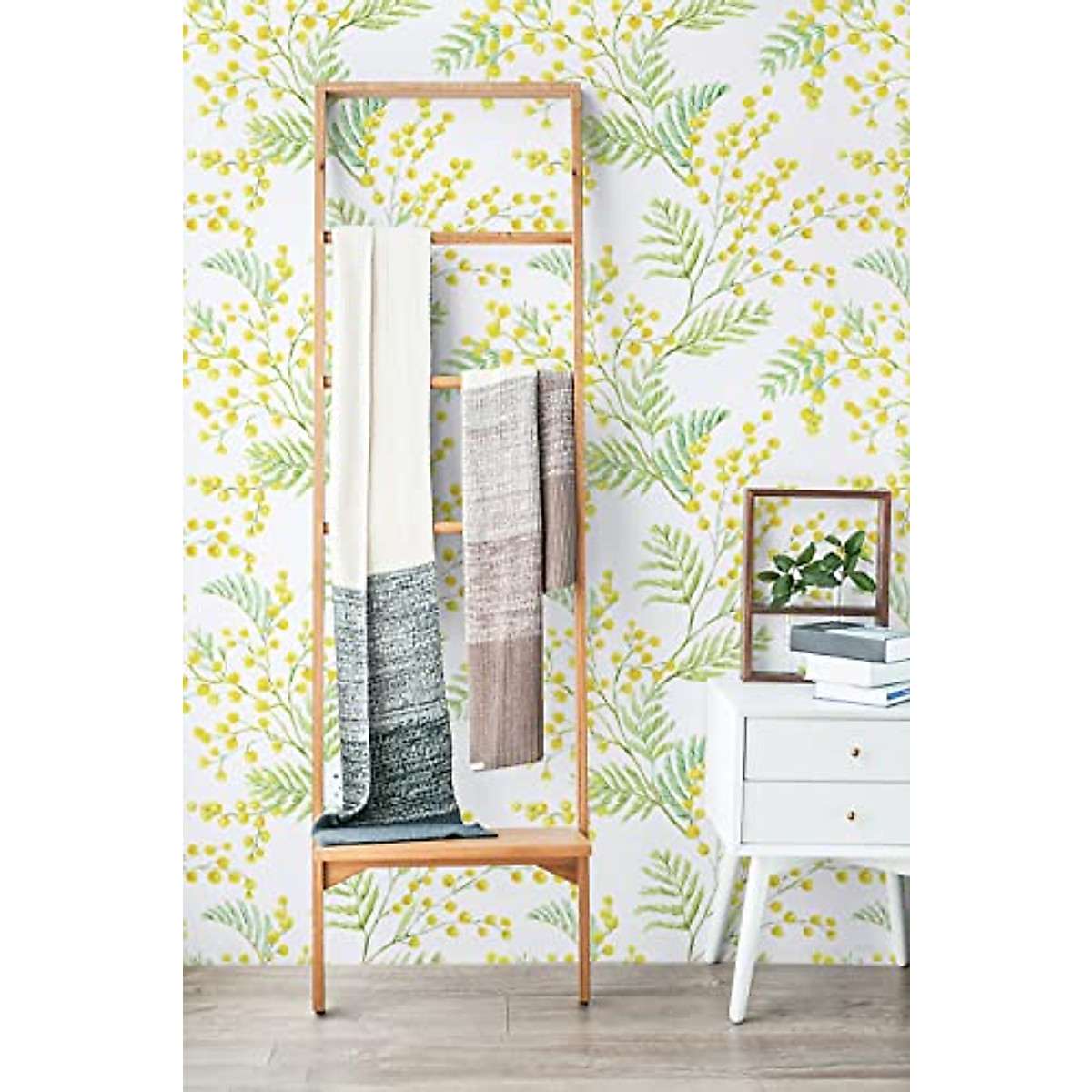 Floral Peel and Stick Wallpaper Leaf Wallpaper Green/Yellow Wallpaper Self-Adhesive Contact Paper Modern Green Leaf Wall Paper for Walls 15.5inch × 78.7 inch