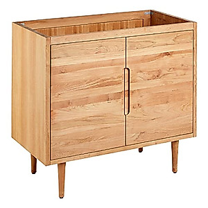 Signature Hardware 953277-36-RUMB-0 Bivins 36" Free Standing Single Vanity Cabinet Set with Teak Cabinet, Vanity Top and Rectangular Undermount Sink - No Faucet Holes