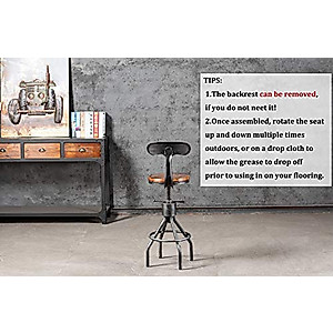 LOKKHAN Set of 2 Rustic Industrial Bar Stool-24-30 Adjustable Metal Swivel Wooden Top Barstools-Counter Height Extra Tall Bar Height-Vintage Farmhouse Kitchen Breakfast Cafe Stool-with Backrest