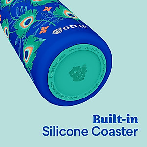 Ottle Cove Cruiser Stainless Steel Water Bottle - 24 oz Insulated Flask with Leak Proof Lid BPA-Free - Reusable Gym Water Bottle for Travel, Camping & Sports - Pacific Peacock Allover