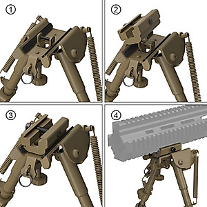 Xaegistac Rifle Bipod Adjustable 6-9 Inch Bipods with Quick Release Adapter for Picatinny/Mlok Rail,Lightweight and Stable for Hunting and Shooting