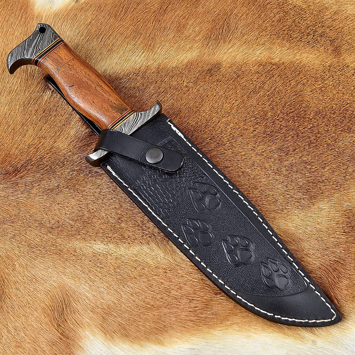 Black Smith Custom Knives Handmade Damascus steel bowie knife with sheath Fixed blade hunting bowie knife for Survival Camping and Bushcraft 13inch Knife (BSCK-HK-1100)