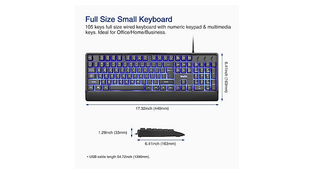 Mafiti Wired USB Backlit Keyboard - Comfortable Typing