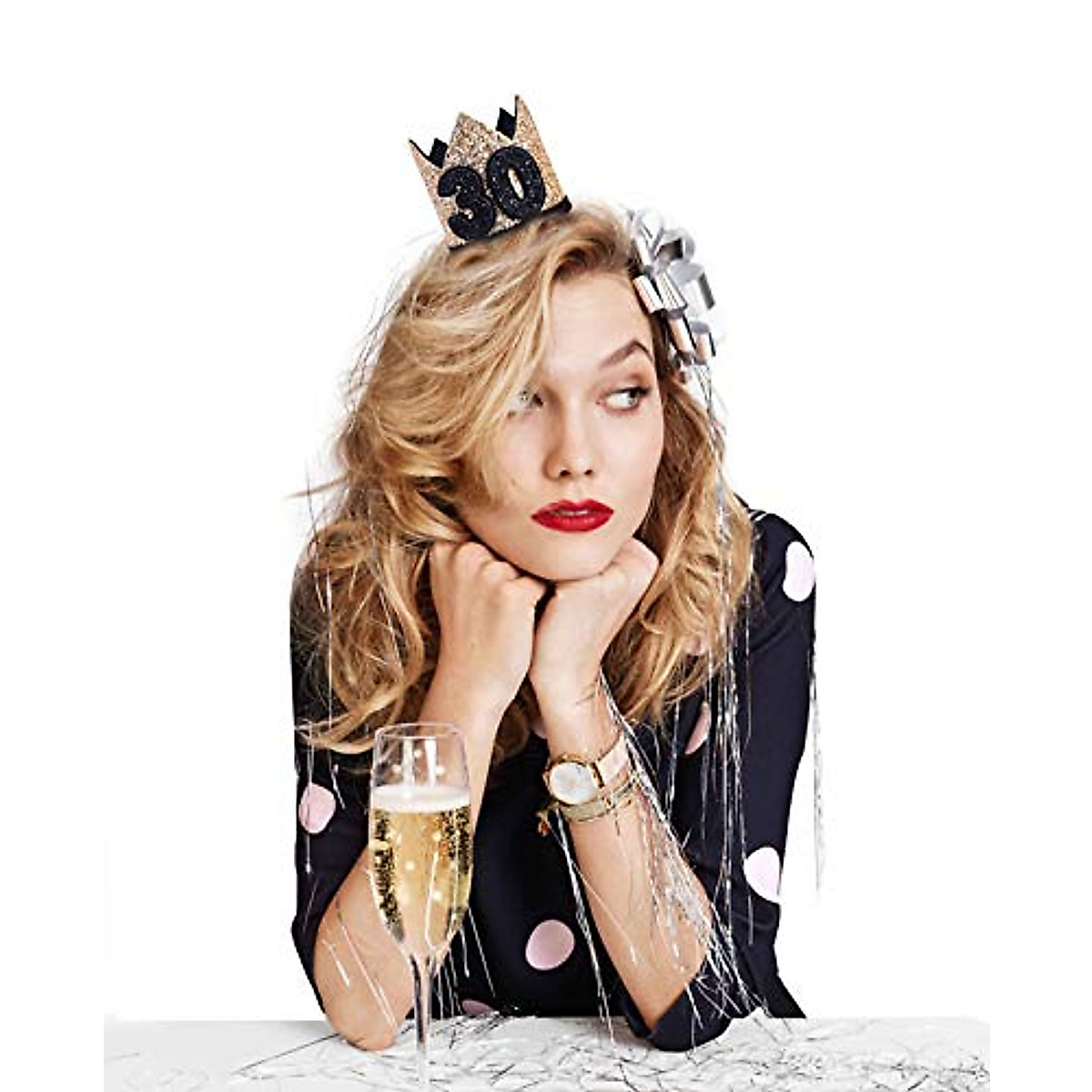 Mens 30th Birthday Crown - Photo Props Suitable for Men's and Women's 30th Birthday - 30 Years Old Suitable for Birthday Party Black Sequin Crown Hat