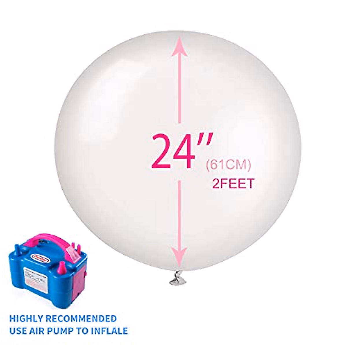 Clear balloons for Stuffing Large Balloons 24 Inch Translucent Balloon 5 Jumbo Balloons Giant Globe Strong Latex Big Round Balloon Decorating Wedding, Baby Shower, Birthday Party Helium Quality