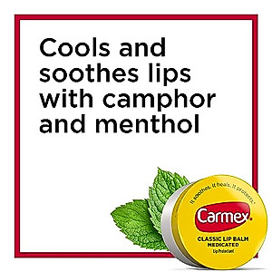 Carmex Medicated Lip Balm Jar, Lip Moisturizer for Dry, Chapped Lips, 0.25 OZ - (2 Packs of 3)