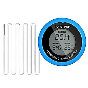 POPETPOP LCD Digital Aquarium Thermometer High Precision Digital Fish Tank Thermometer for Aquarium/Pond/Reptile Turtles Habitats (Blue)
