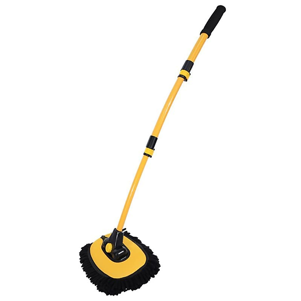 Curved Bar Car Washing Mop 45”, Chenille Microfiber MopHeads, Long Handle Telescopic Tools, Cleaning Tool Kit with15° Labor-Saving Elbow Extension Handle for Cars RV Truck Boat (Car Wash Brush)