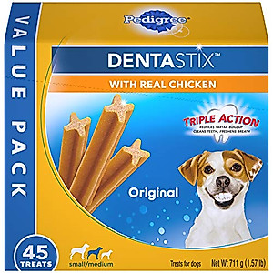Pedigree Dry Food Dentastix Original Treats for Dogs, Small/Medium, 45 Count