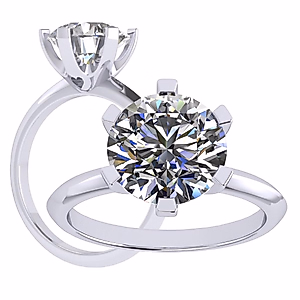 NANA Jewels Matrix 1.00ct (6.5mm) Round Zirconia 6 Prong Solitaire Ring - Platinum Plated Sterling Silver - Size 5.5