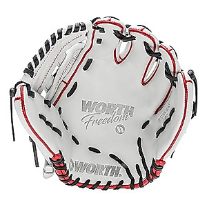 Worth | Freedom Series Slowpitch Softball Glove | 13 Inch | White/Navy/Red | Left Hand Throw