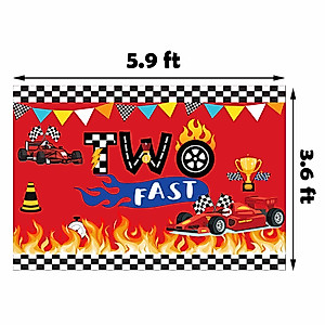 MQZQP Two Fast Birthday Decorations with Backdrop Banner Cake Topper Hanging Swirl Decorations & Balloons