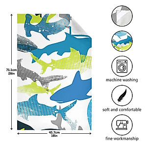 xigua Shark Kitchen Towels Set of 1, Soft Absorbent Drying Dishcloths Dish Towels with Hanging Loop for Kitchen Bathroom Bar Home Decor, 18 x 28 Inch