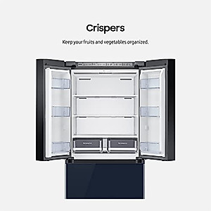 SAMSUNG 17.3 Cu Ft Smart Kimchi & Specialty 4-Door French Door Refrigerator w/ Freezer, Precise Cooling, Large Capacity, RQ48T94B277/AA, White Navy Glass