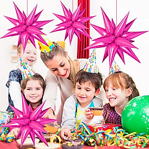 FUNTOOB Hot Pink Balloons Star Balloons Metallic Star Foil Balloons Hot Pink Star Cone Balloons Starburst Balloon Spike Balloons for Birthday Graduation Business Event Christmas Decorations (50Pcs)