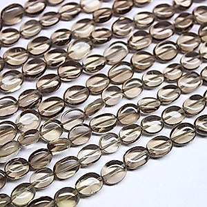 GemAbyss Beads Gemstone 2 Strand Natural Smoky Quartz Smooth Oval Gemstone Loose Spacer Craft Beads 13 Inch Long 8mm 7mm Code-MVG-25910
