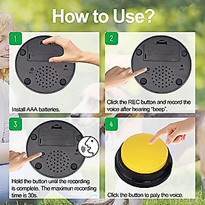 Recordable Dog Buttons 8 Color, Dog Buttons for Communication, Training Your Dog/Cat to Talk, Talking Pet Buttons, Dog Training Set, 30 Second Record & Clear Playback, Gift for Dogs/Cats