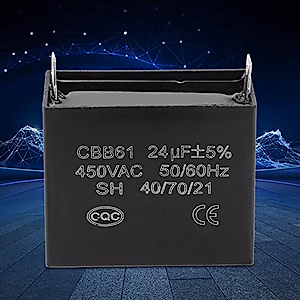 Generator Capacitor, CBB61 Starting Capacitor Generator 450V AC 24uF 50/60Hz for 400/350/300/250VAC UL Suitable for Brushless Gas & Generators