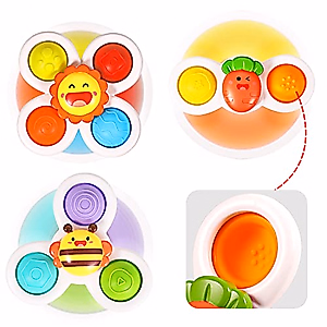 3PCS Suction Cup Pop up Fidget Spinner Toys for 1 2 Year Old Boys and Girls Baby 12-18 Months|1st Birthday Gifts Sensory Bath Toys for Toddler 1-3