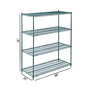Nexel Wire Shelving, Green Epoxy, 60" W X 24" D X 74" H